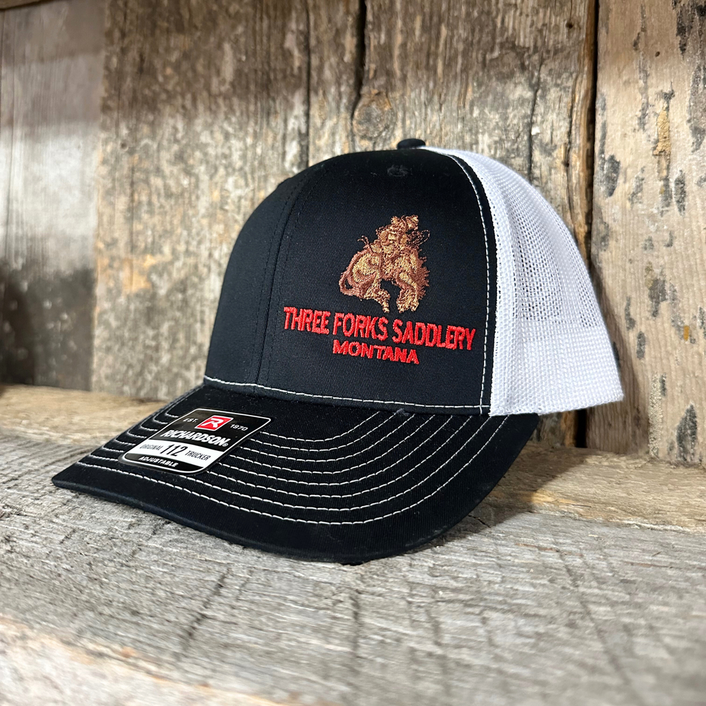 3 Forks Saddlery Richardson 112 Trucker Cap (Black with White Mesh ...